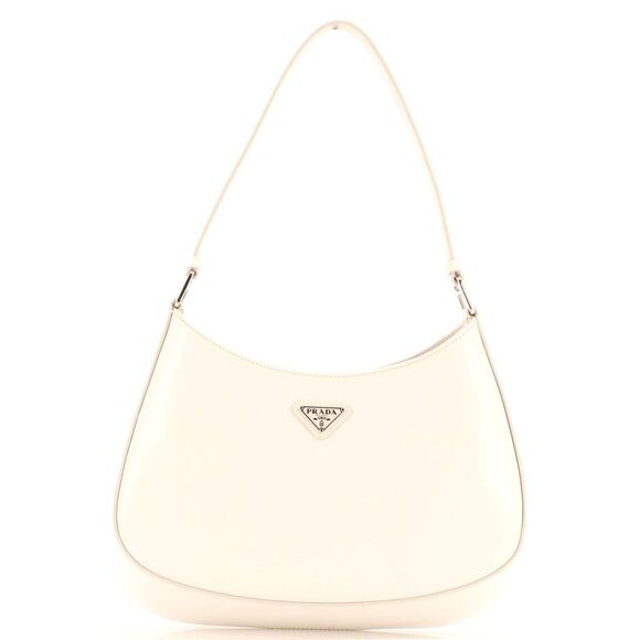Prada | Bags | Prada Cleo Shoulder Bag Spazzolato Leather Medium White ...